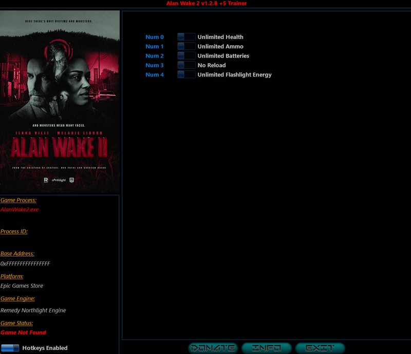 Alan Wake 2: Trainer +5 v1.2.8 {iNvIcTUs oRCuS / HoG}